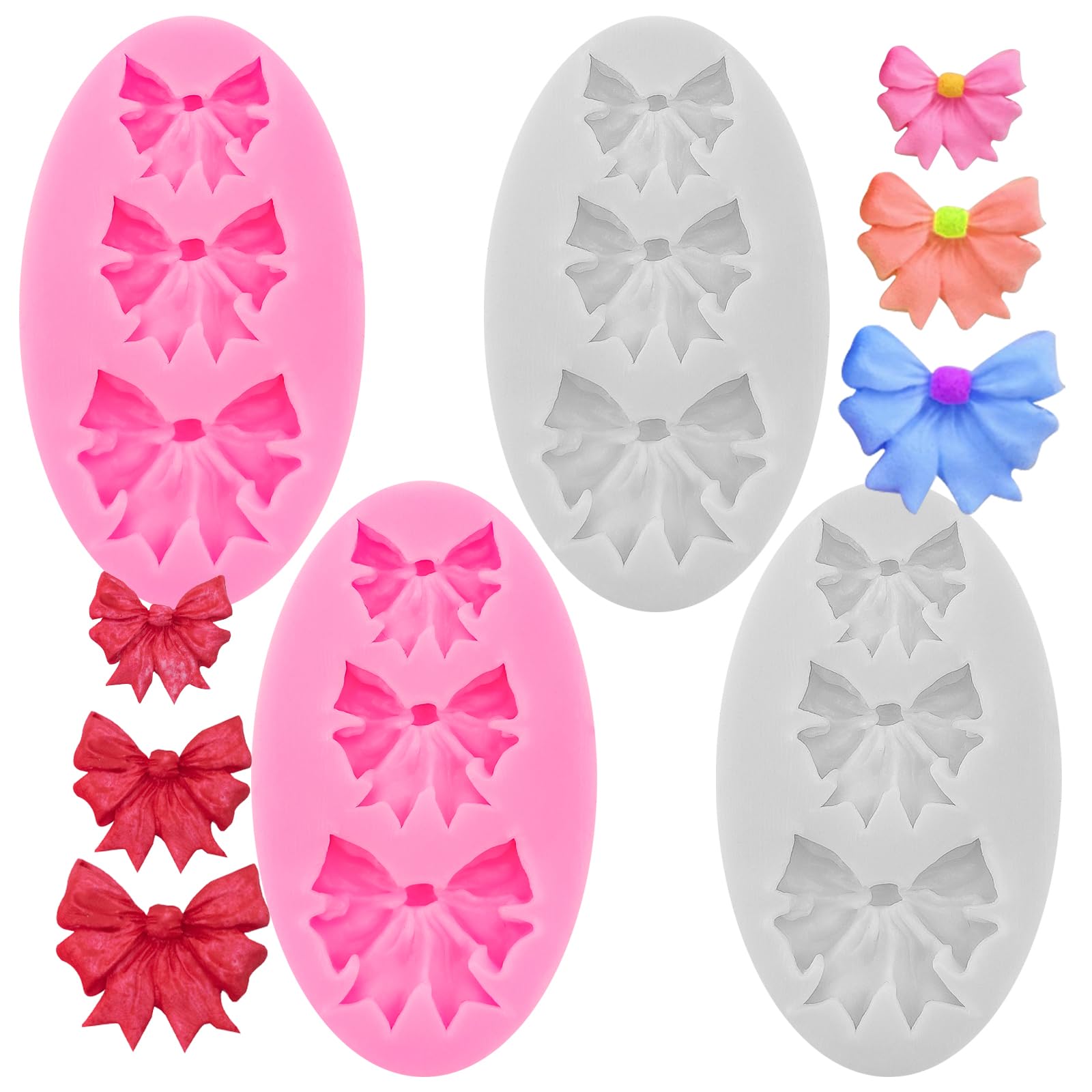 Amazon.com: 4PCS Bow Fondant Mini Mold Bows Silicone Mold Bow Chocolate ...