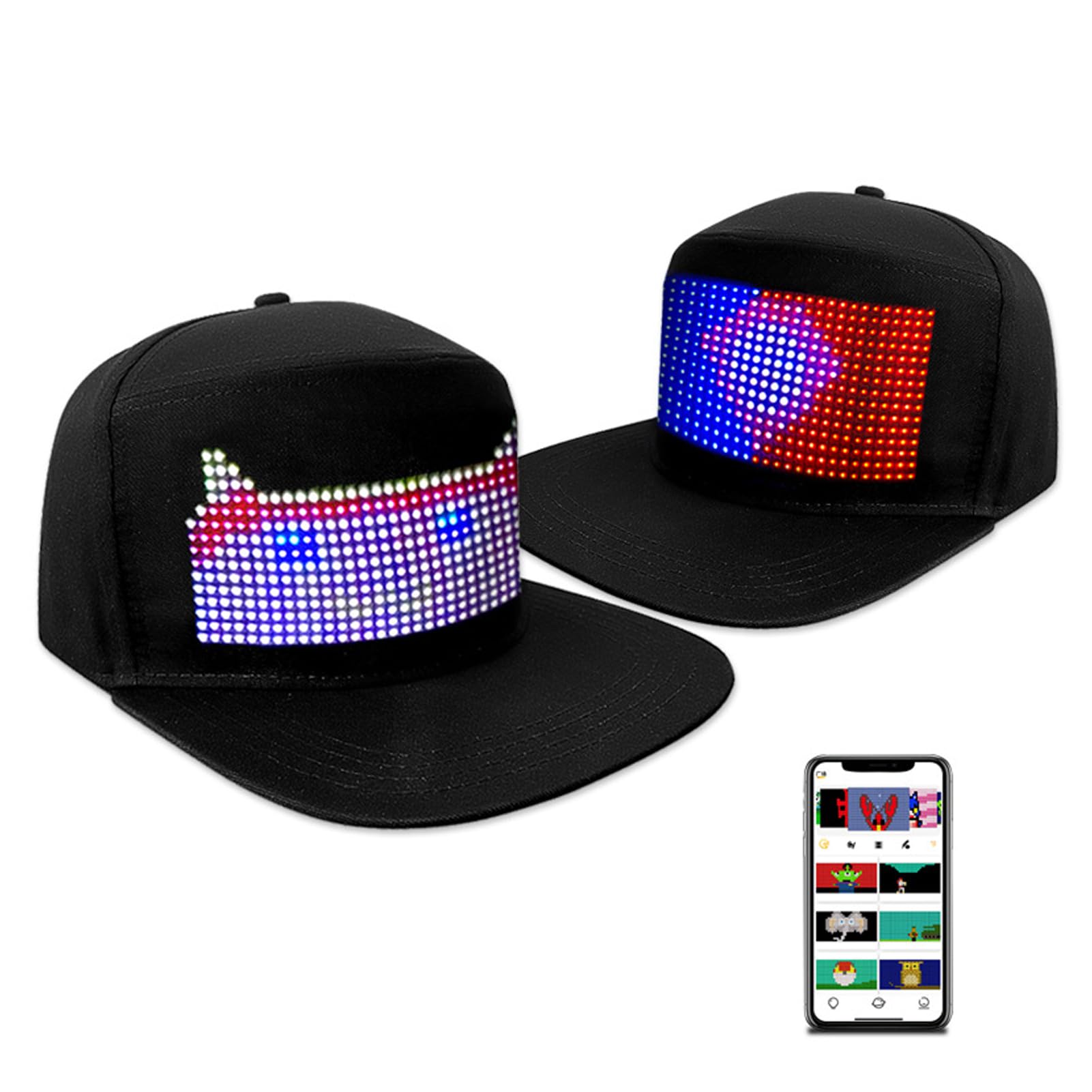 LED Hat, LED Caps Display Message Bluetooth Editable Cool Hat ...
