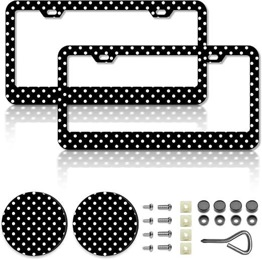 Amazon.com: Polka Dots License Plate Frames，Polka dots Car Accessories ...