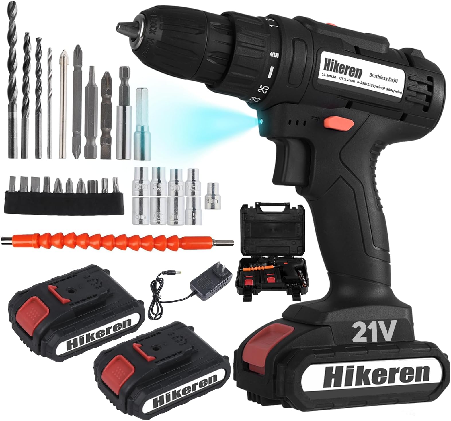 Taladro Atornillador Inalámbrico con 2 Baterías, 25+1 Taladro Eléctrico ...