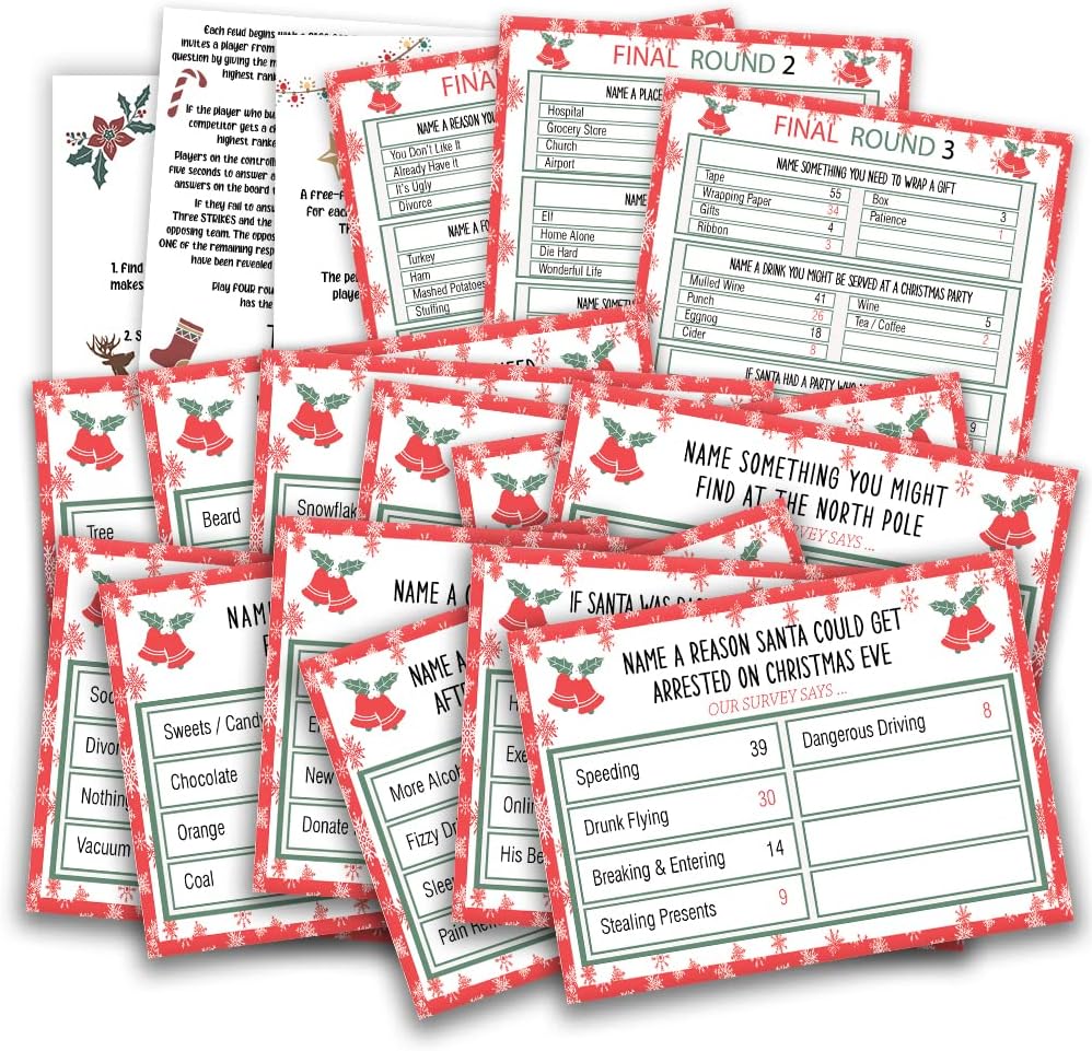 Amazon.com: Christmas Friendly Feud Quiz, Baby Shower Game Night ...
