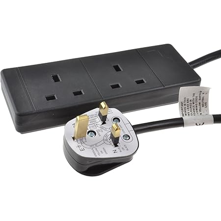 PRO ELEC PELB1736 2 Gang Extension Lead 2m, Black: Amazon.co.uk ...