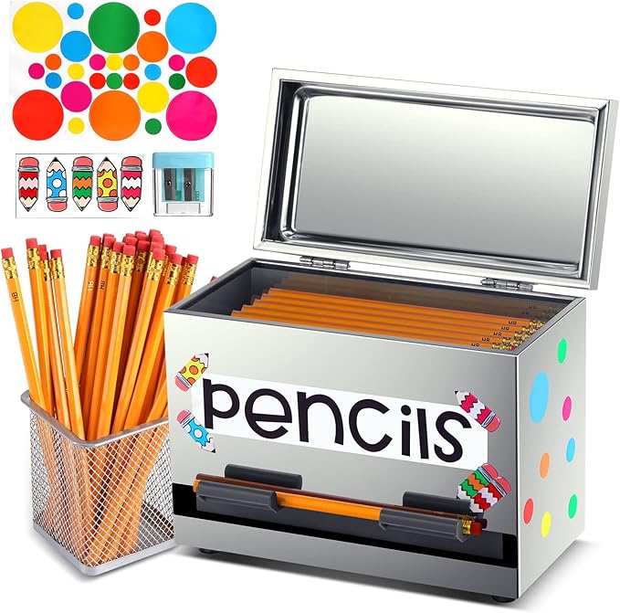 Amazon.com: AFOROEOA Stainless Steel Pencil Dispenser Metal Straw ...
