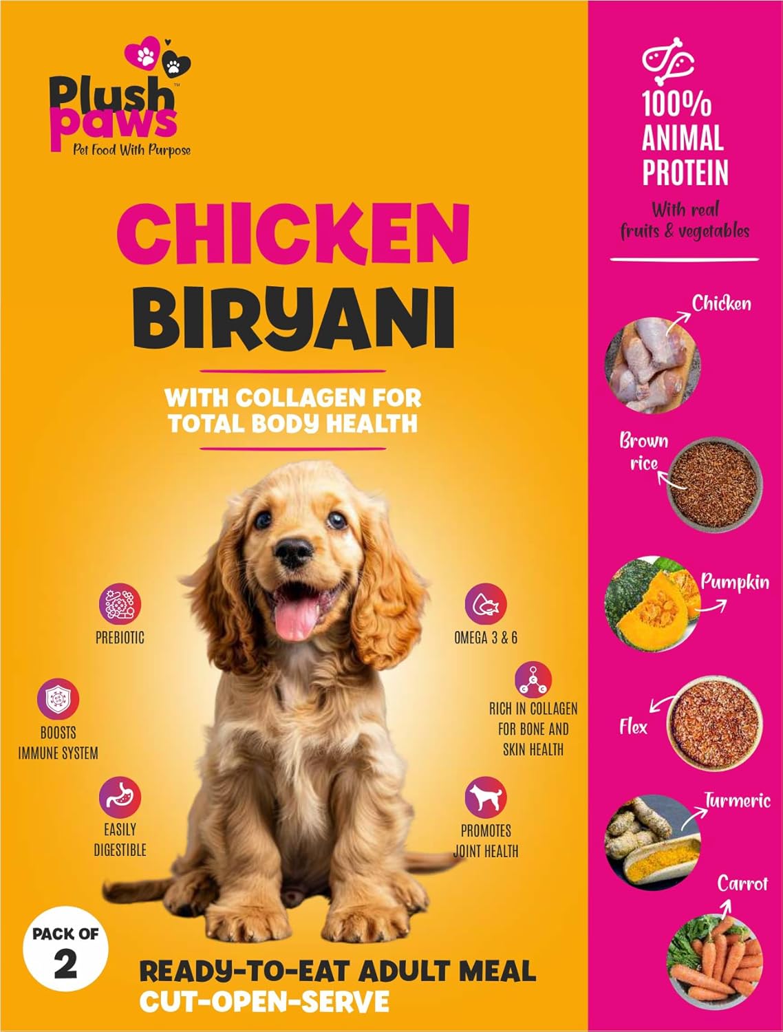 Adult Dog Food CHICKEN BIRYANI with Collagen for Total Body Health, 100 ...