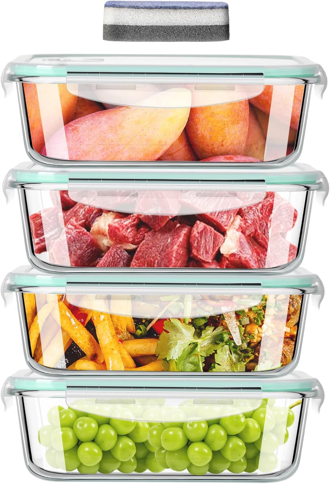 ERUIV Tupperware En Verre, 4 pièce 2260ml boite de Conservation En ...