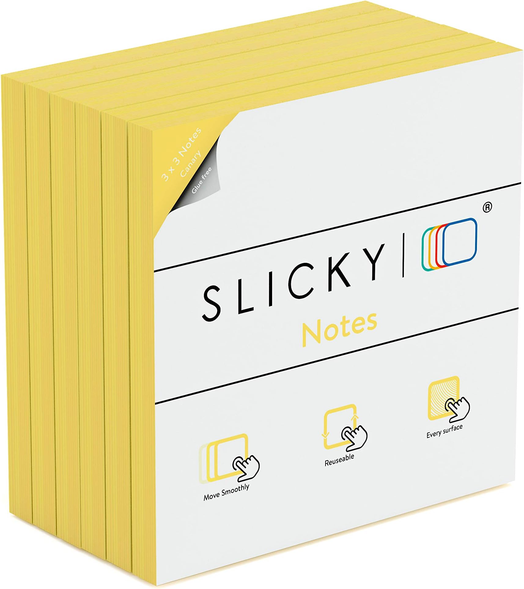 Amazon.com : SlickyNotes Glue Free Static Cling Sticky Notes - Reusable ...