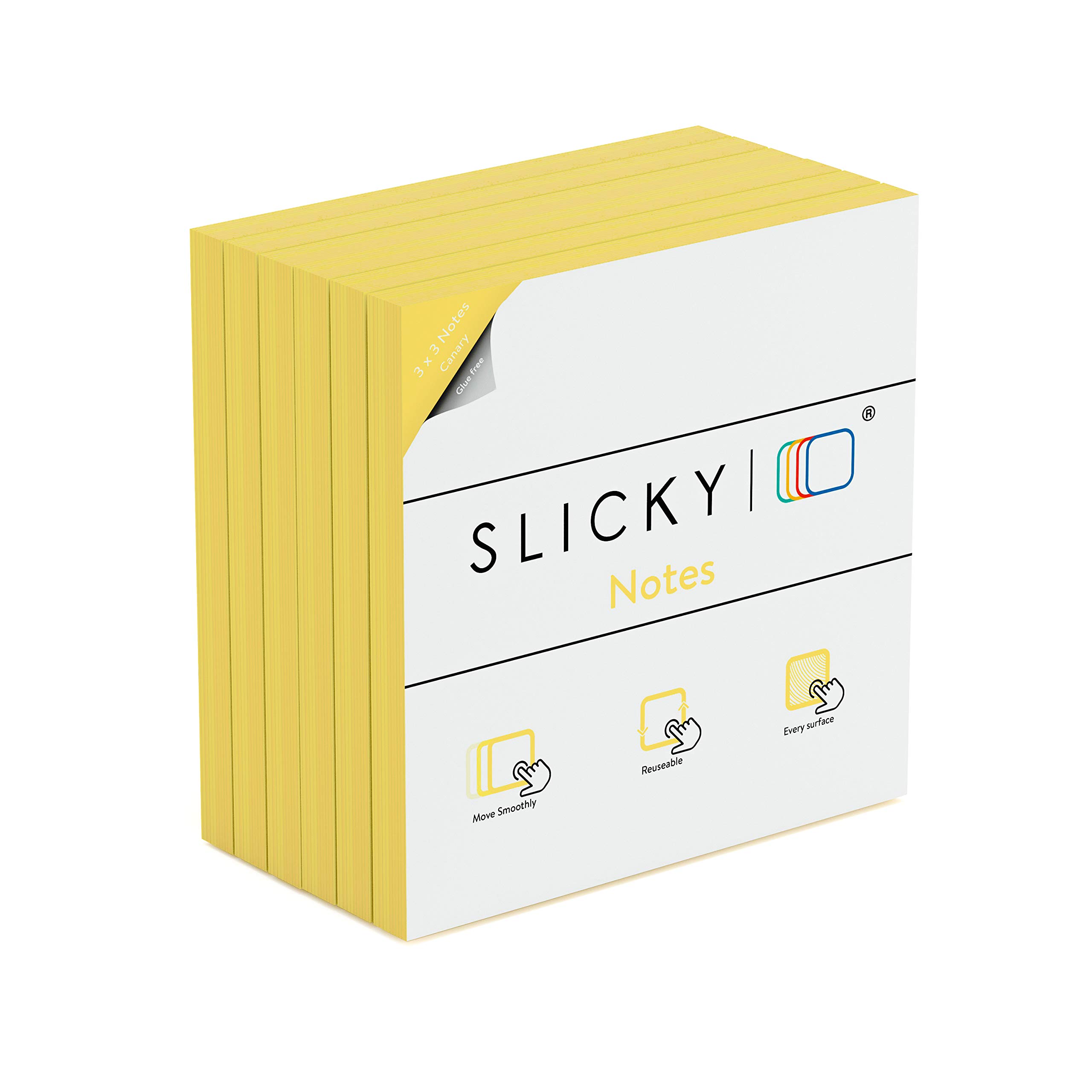 Amazon.com : SlickyNotes Glue Free Static Cling Sticky Notes - Reusable ...