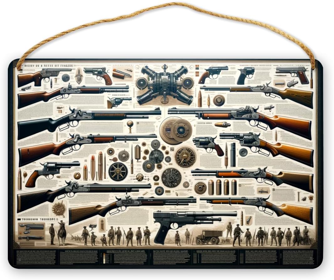 Amazon.com: Educational Vintage Firearms wood hang sign Classic Wall ...