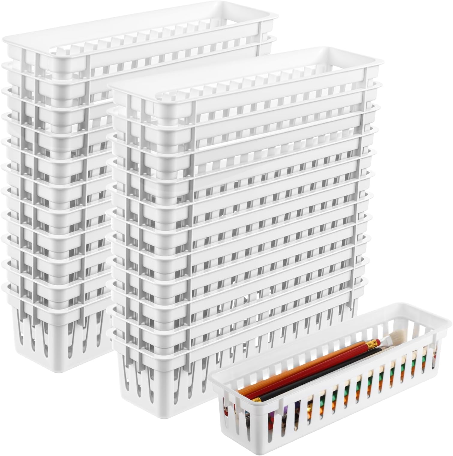 Amazon.com : Ubamdom 24 Pcs Slim Plastic Storage Baskets Ftray or ...