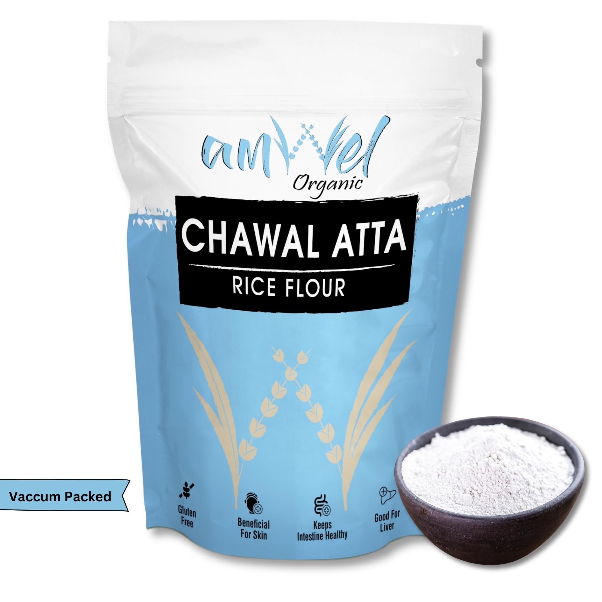 Amwel Organic Chawal Atta | Rice Flour 450g चावल का आटा | Vegan and ...
