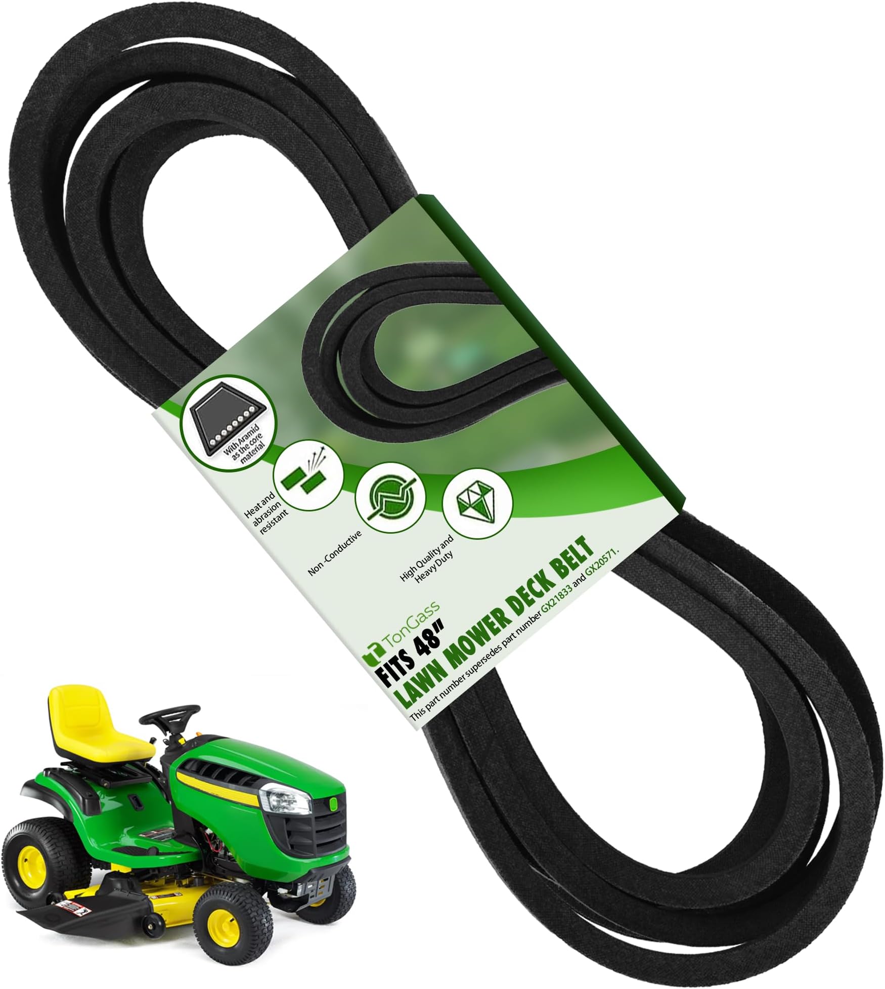 Amazon.com: John Deere GX21833 Covered Deck Belt D140 D150 D160 L120 ...