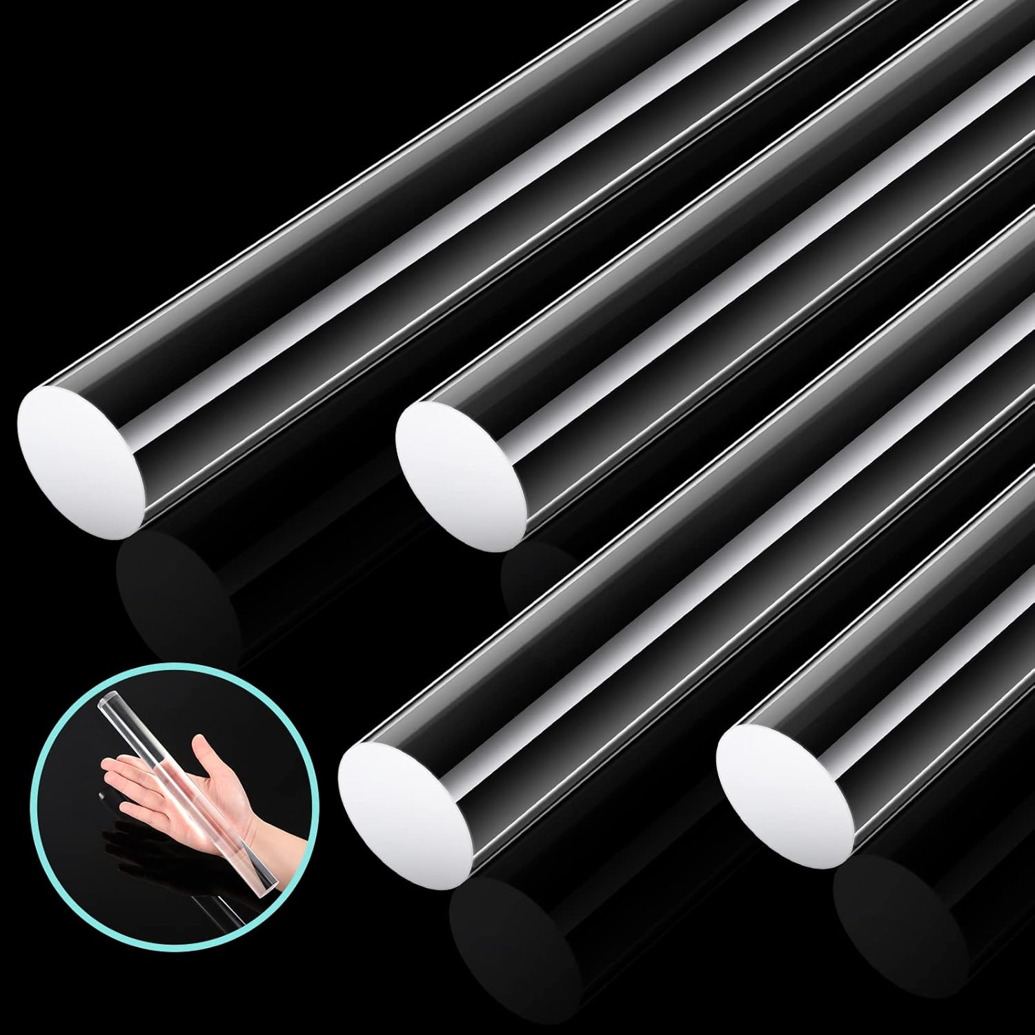 10 Inch Acrylic Dowel Rods for DIY Crafts 1 Inch Diameter Acrylic Round ...