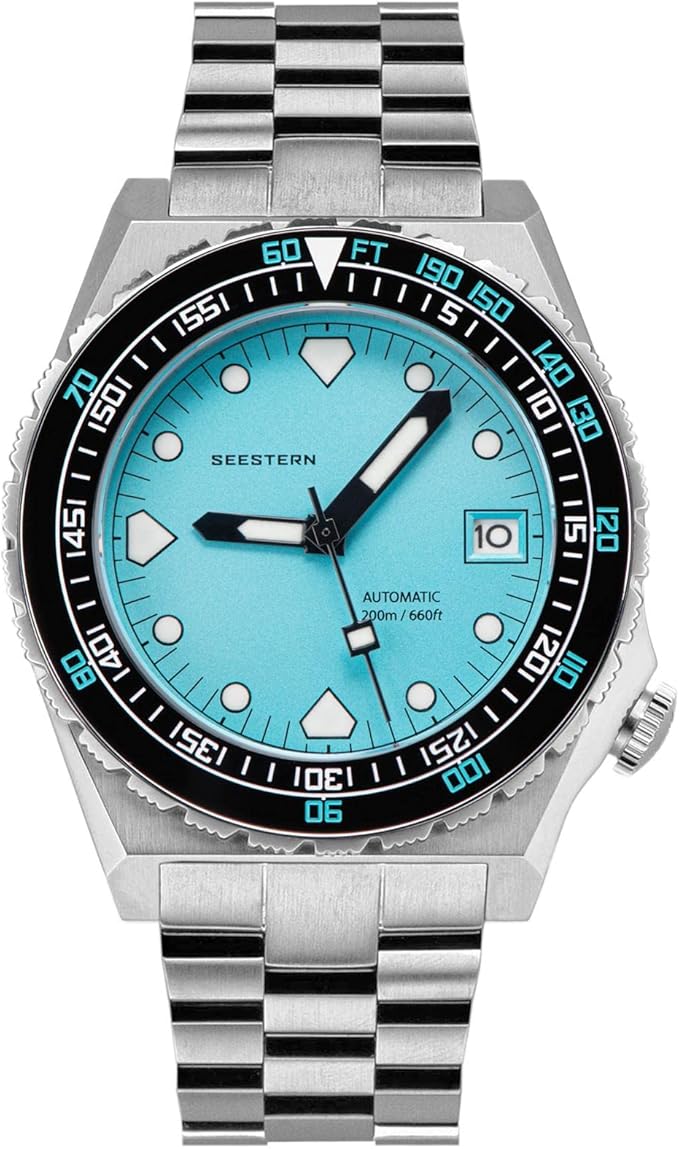 Amazon.com: V3 Seestern Teal Ceramics Bezel 40MM S407-600T LUME Date ...
