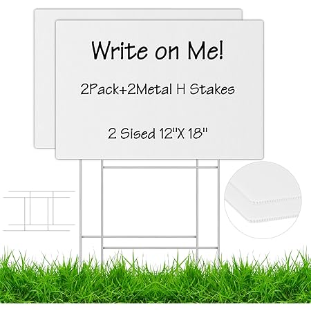 Amazon.com : LARREEDE Blank Yard Signs with Stakes, 2 Pack 18 x 12 ...