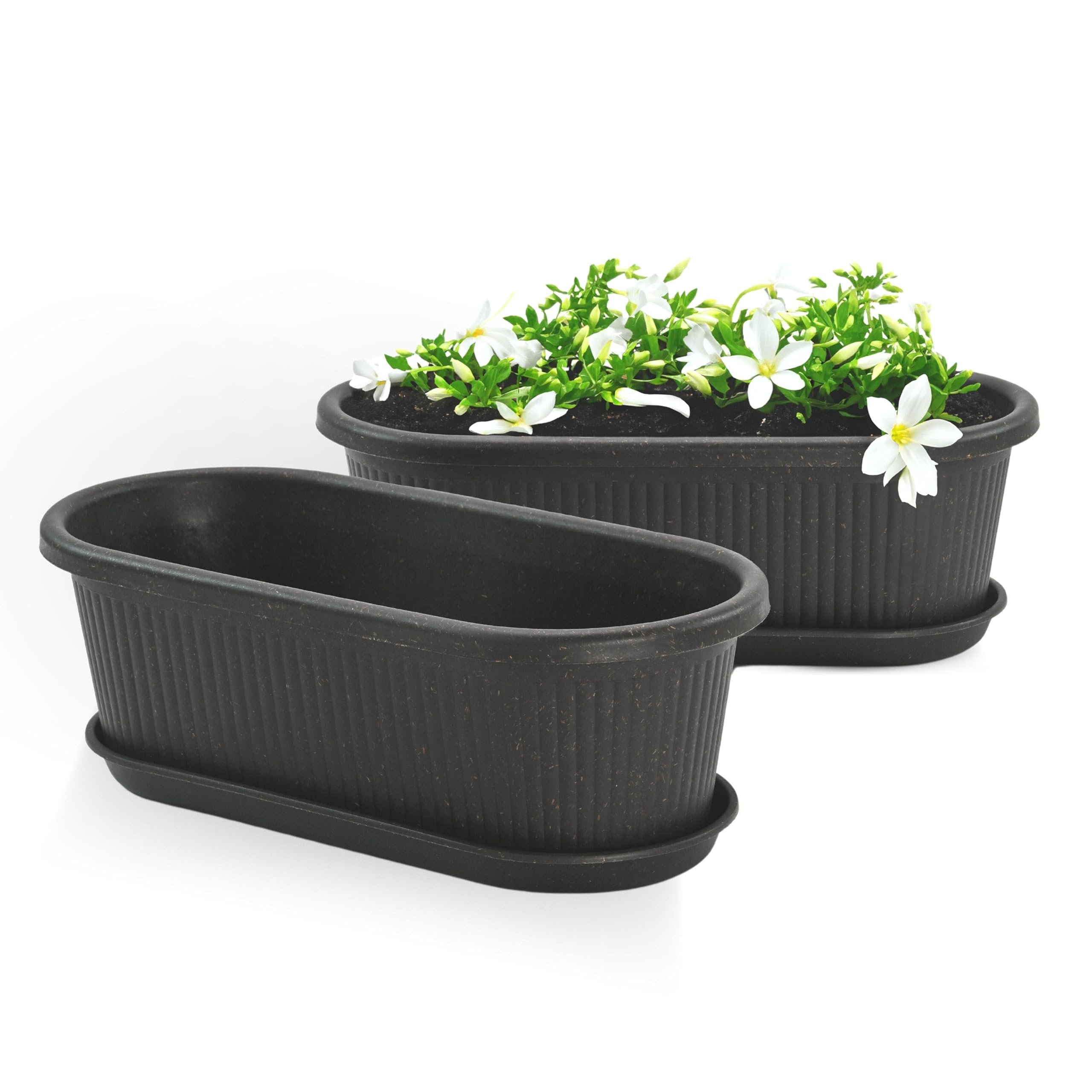 Eha Earth Friendly Regalia 16 Inch Pots and Planters Set of 2 | Bamboo ...