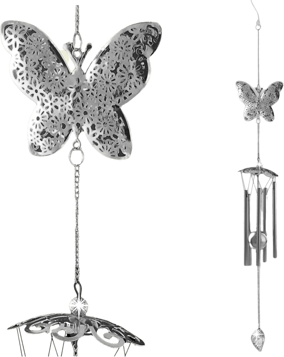 Amazon.com : Butterfly Wind Chime Filigree Design with Metal Ball ...