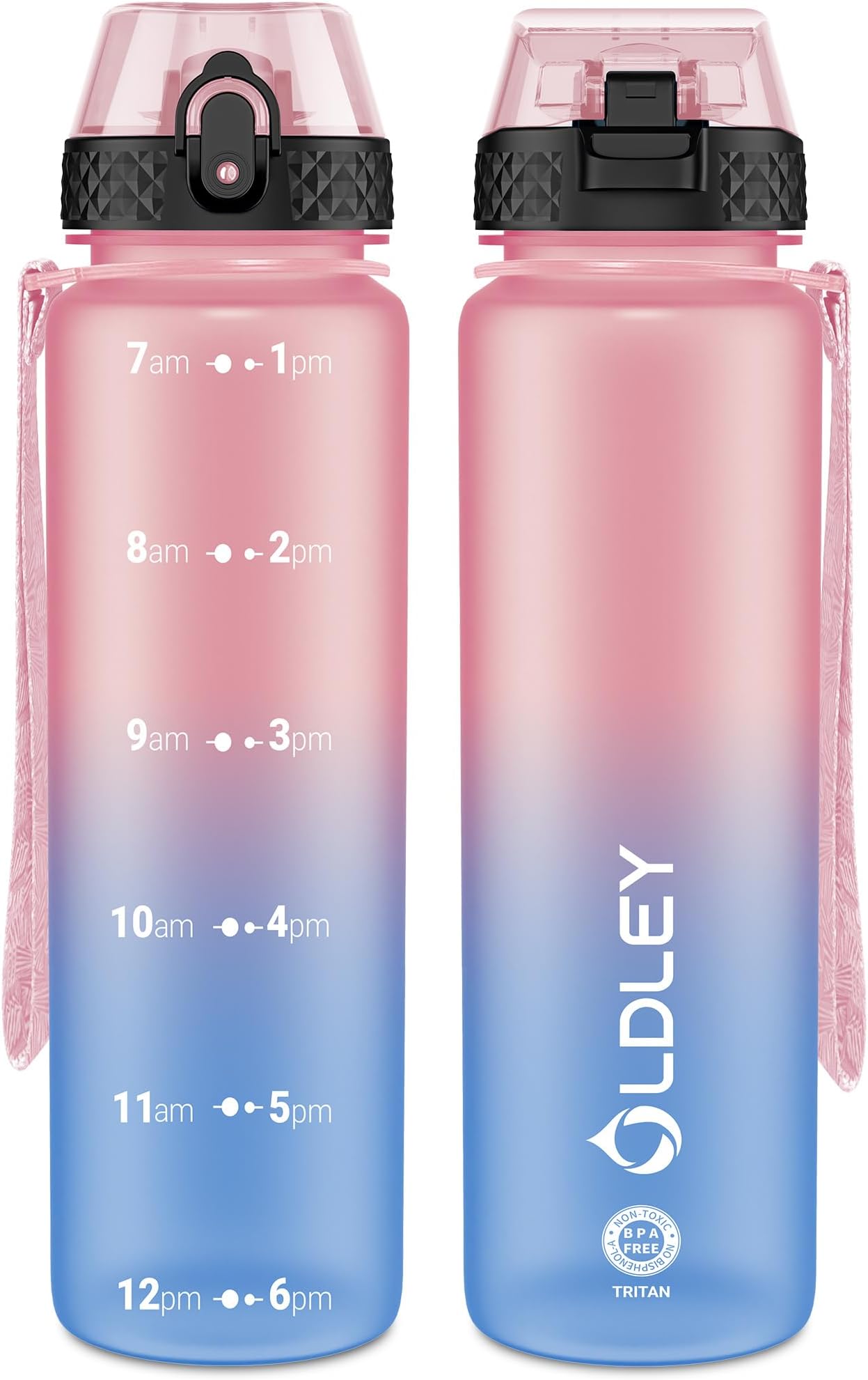 OLDLEY 1L/32oz Sports Water Bottle with Straw, 1000ml Motivational ...