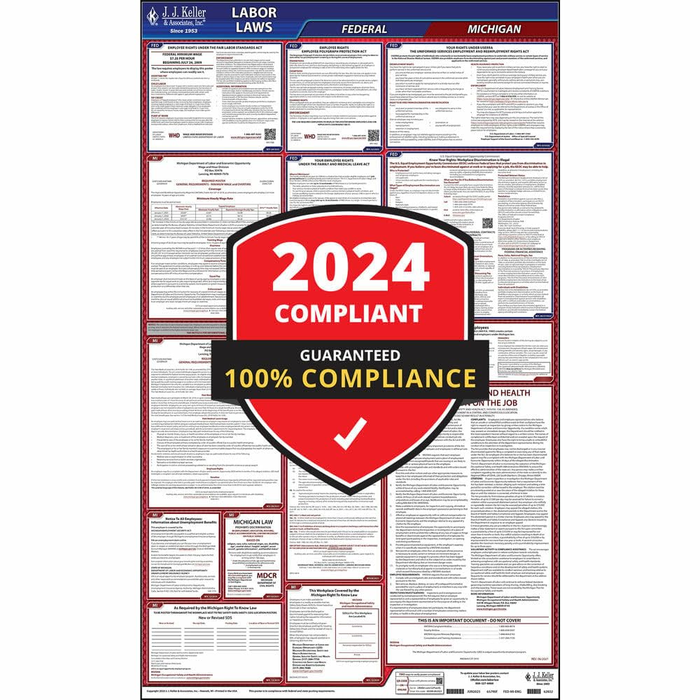 2020 Michigan Labor Law Poster, All-in-One OSHA Compliant MI State ...