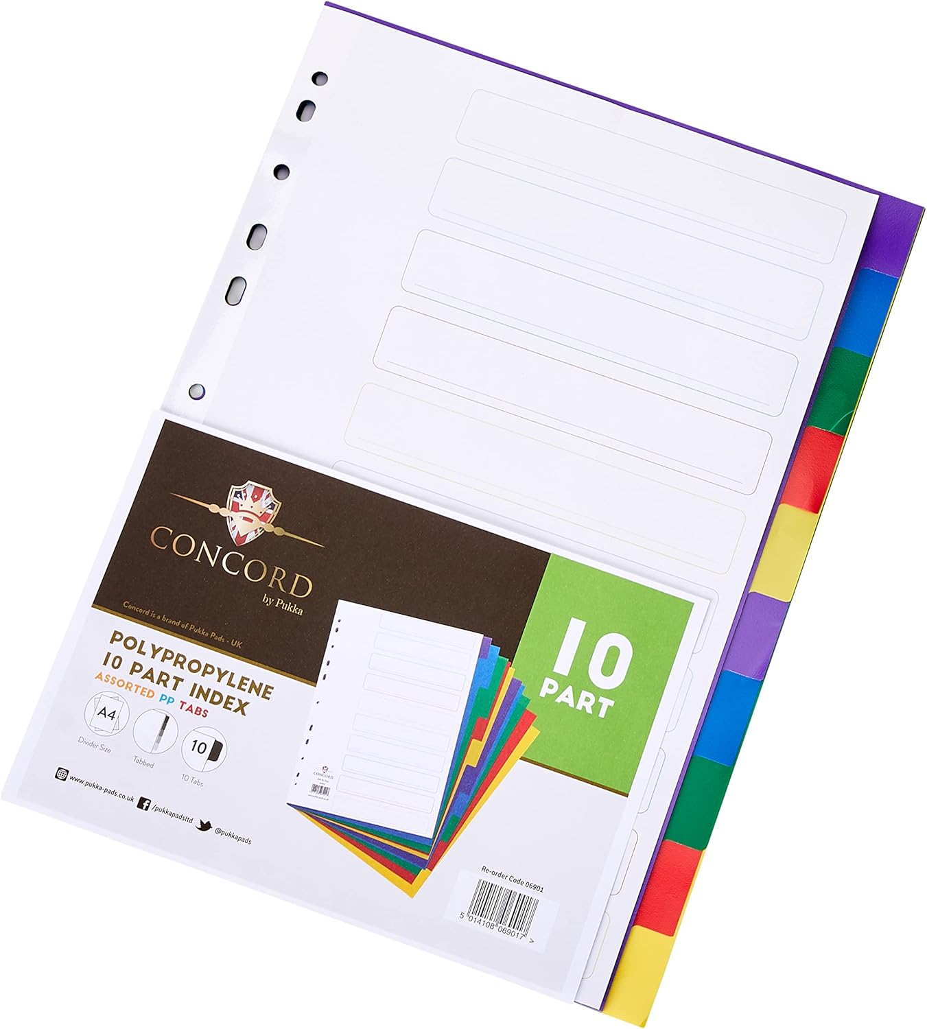 Concord Plastic Subject Dividers Polypropylene 120 Micron Europunched ...