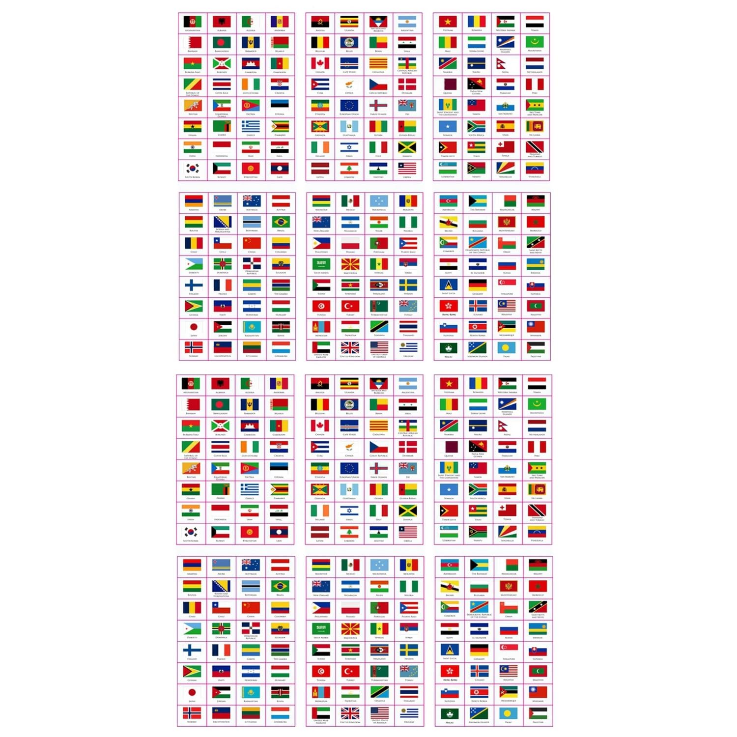 Taicols 384 Pcs World Flags Stickers, 192 Countries Waterproof PVC ...