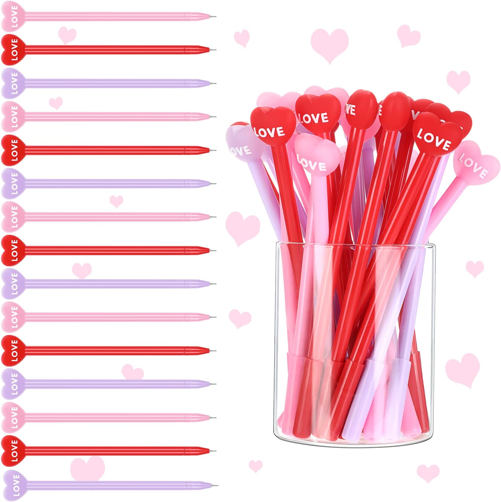 Amazon.com : Yexiya 60 Pcs Heart Shaped Pens Heart Ballpoint Pens 0.5 ...
