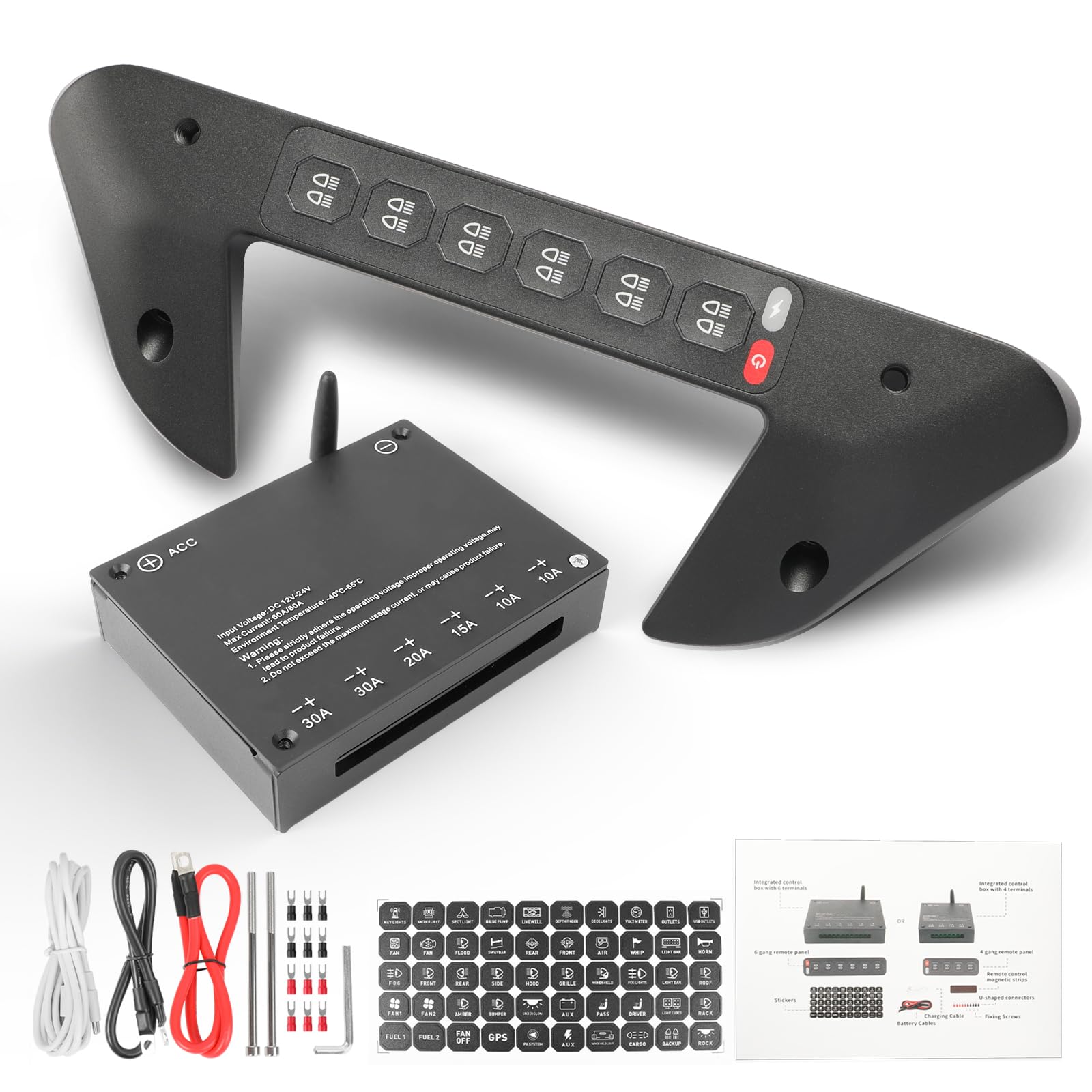 Snapklik.com : Grab Handle 6 Gang Switch Panel Armrest Wireless Control ...