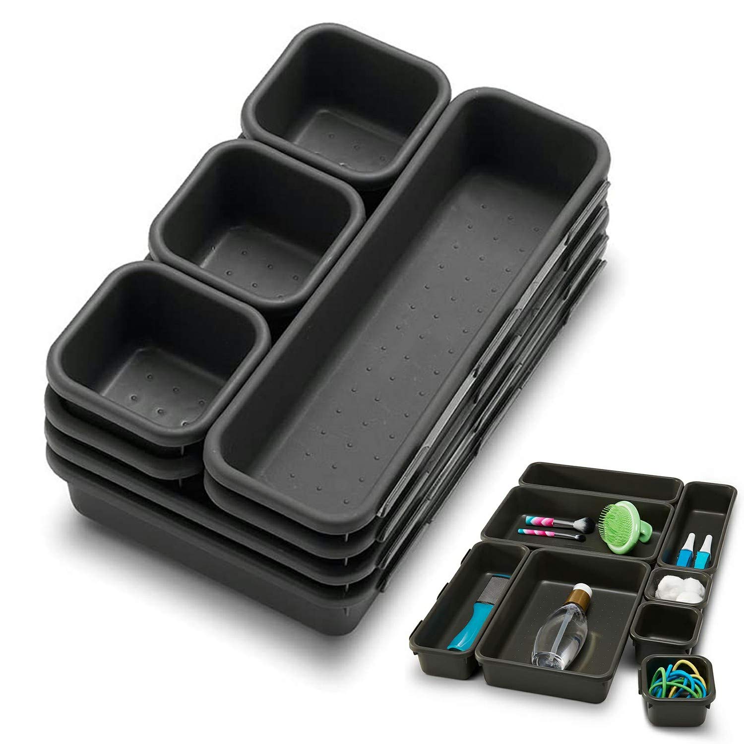 8Pcs Organizer Trays Set, Multifunctional Stackable Storage Trays for ...