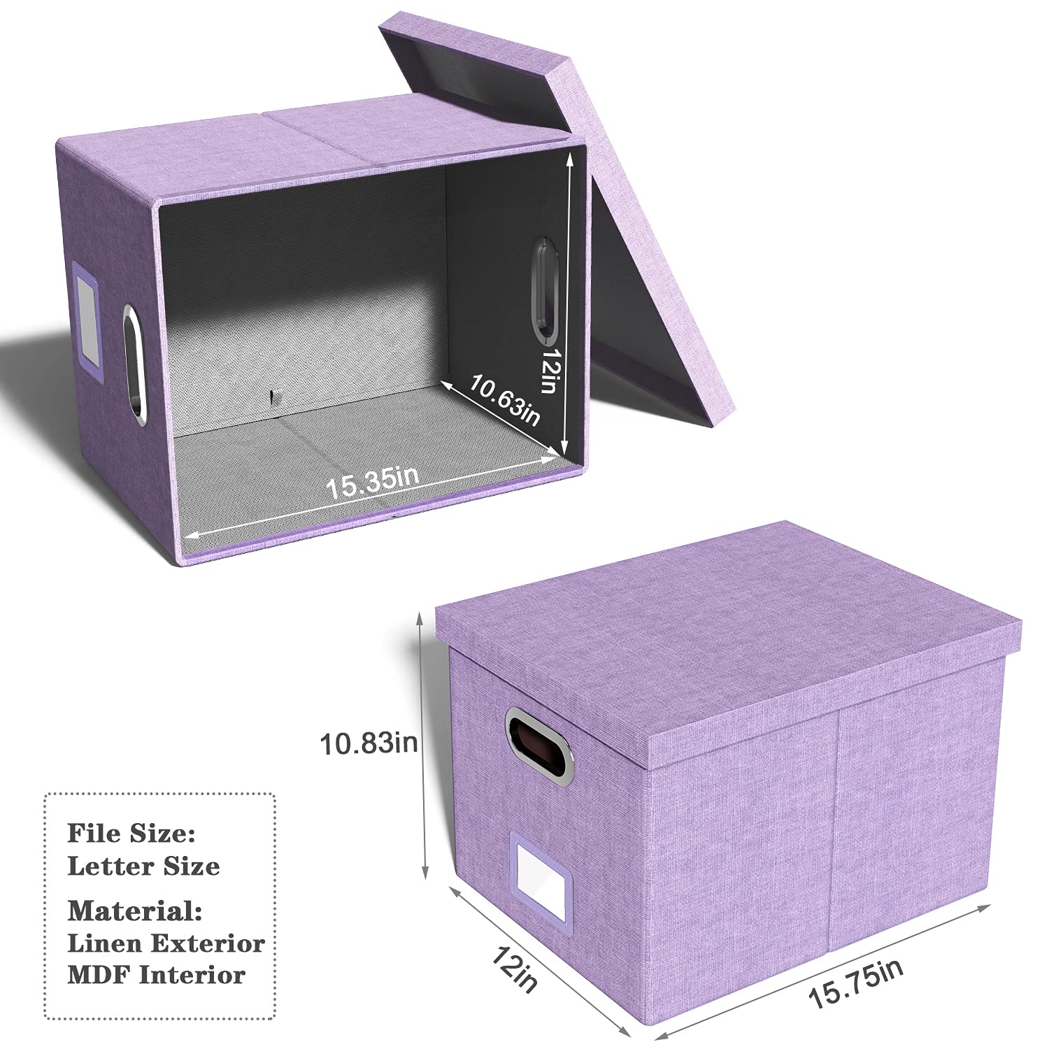 Snapklik.com : 2 Pack File Storage Organizer Box,Filing Box,Portable ...