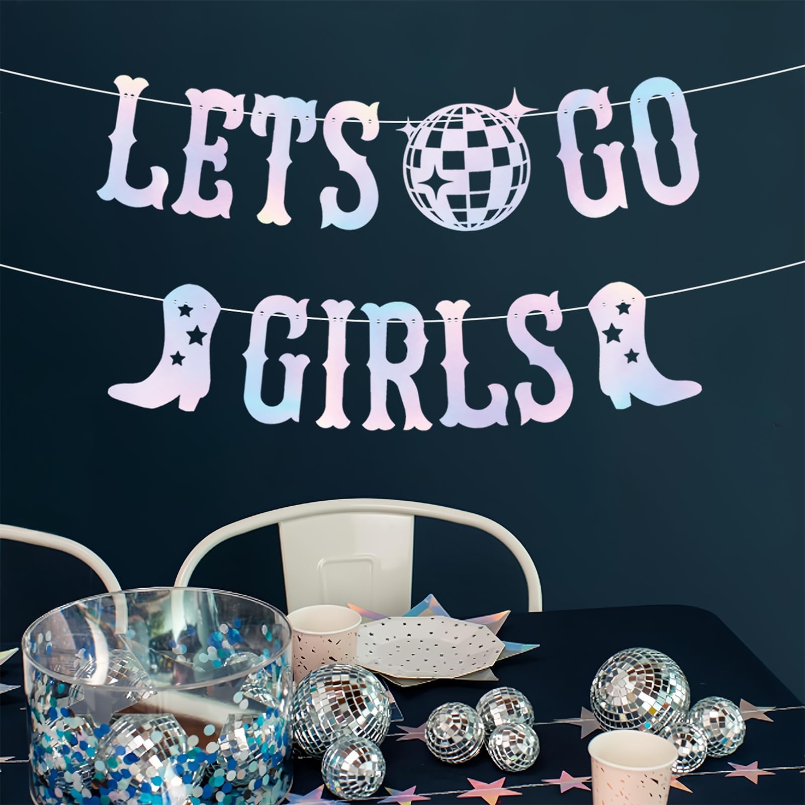 Amazon.com: xo, Fetti Let's Go Girls Glitter Banner - Silver, 5 Ft ...