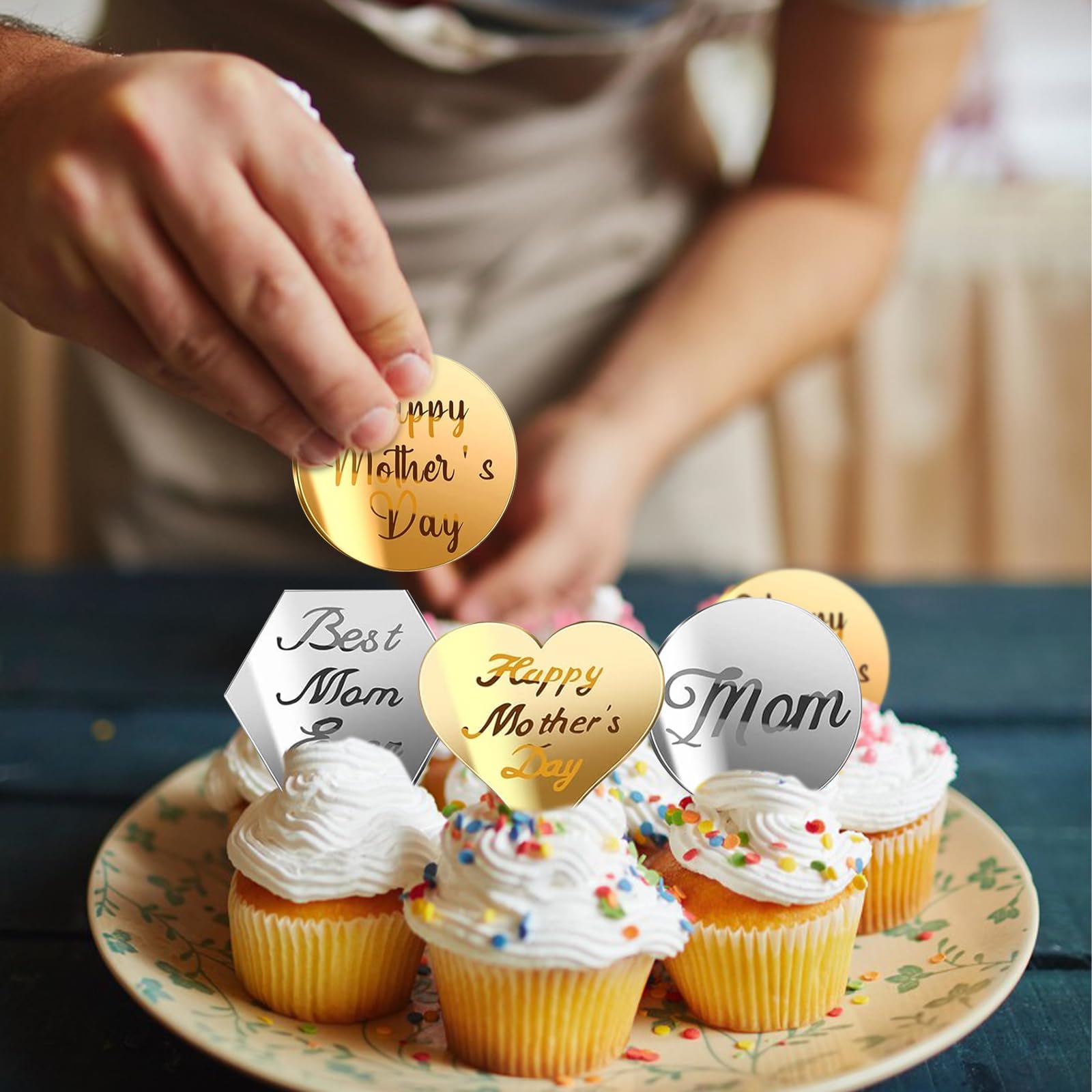 Snapklik.com : 32 Pcs Happy Mothers Day Cupcake Topper Acrylic Cupcake ...