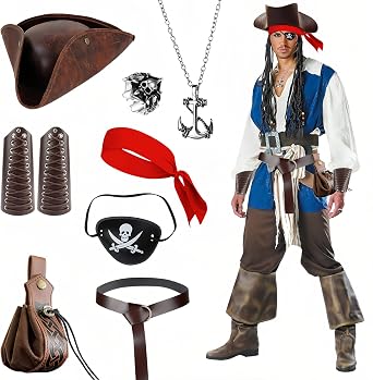 Amazon.com: Vercico Pirate Costume Accessories Men Women Pirates Outfit ...