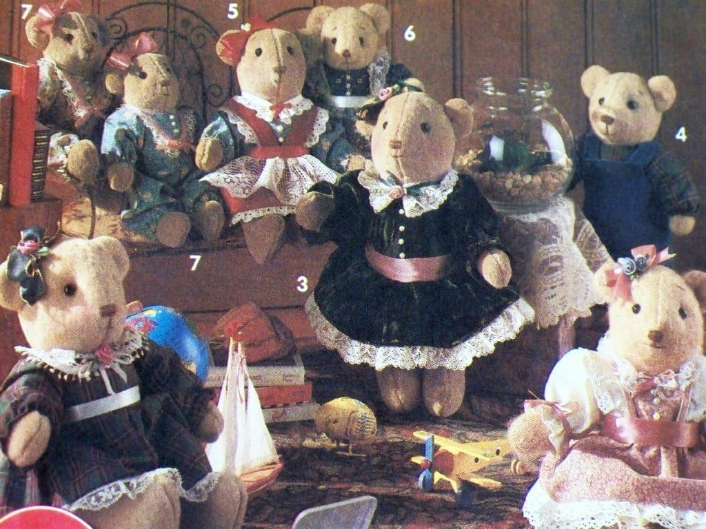 Amazon.com: 1992 Simplicity Craft Sewing Pattern 8155. Bear Family ...