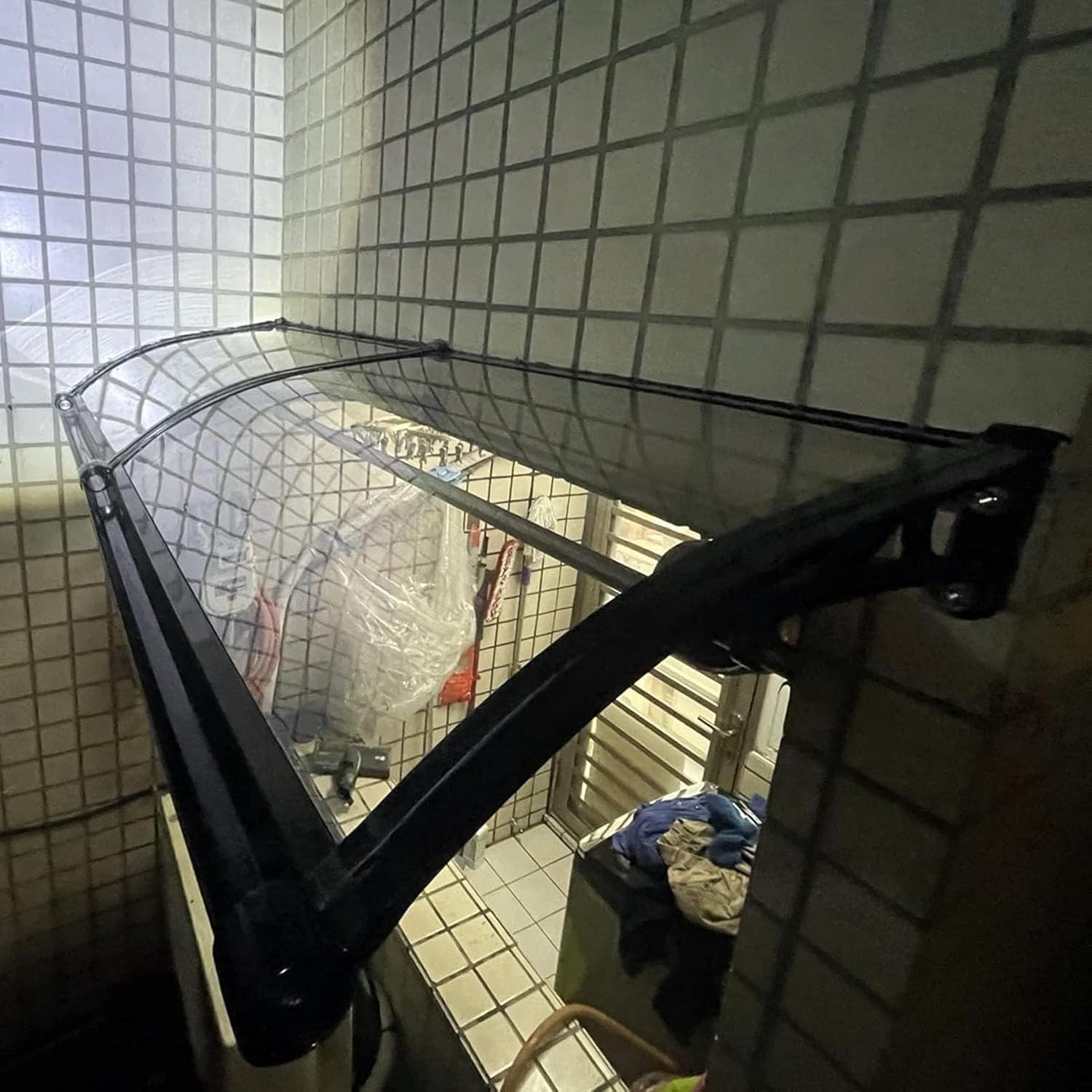 Amazon.com : Polycarbonate Window Door Awning with Black Bracket, Front ...