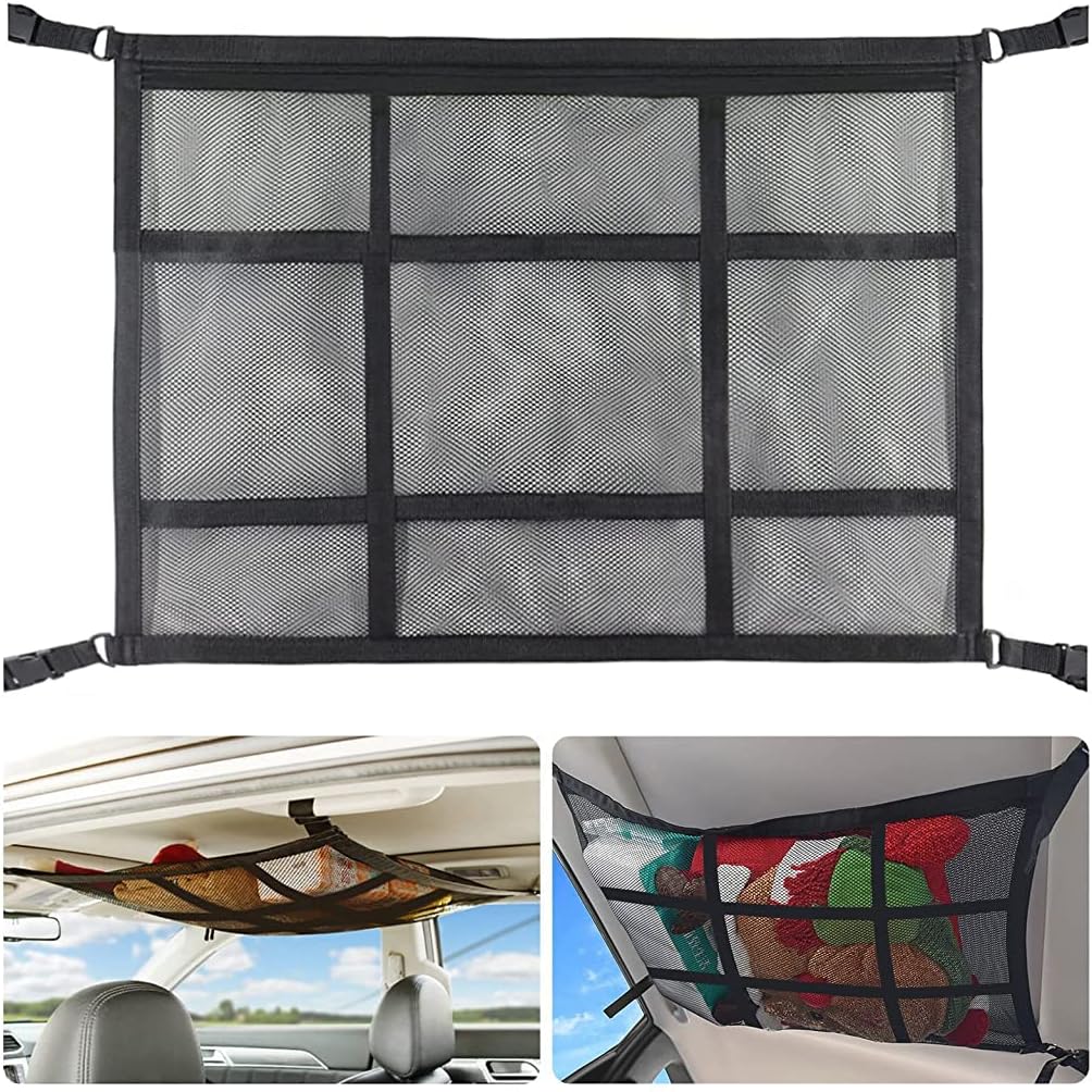 STHIRA® Car Ceiling Storage Net, Upgraded Car Ceiling Cargo Net Pocket ...