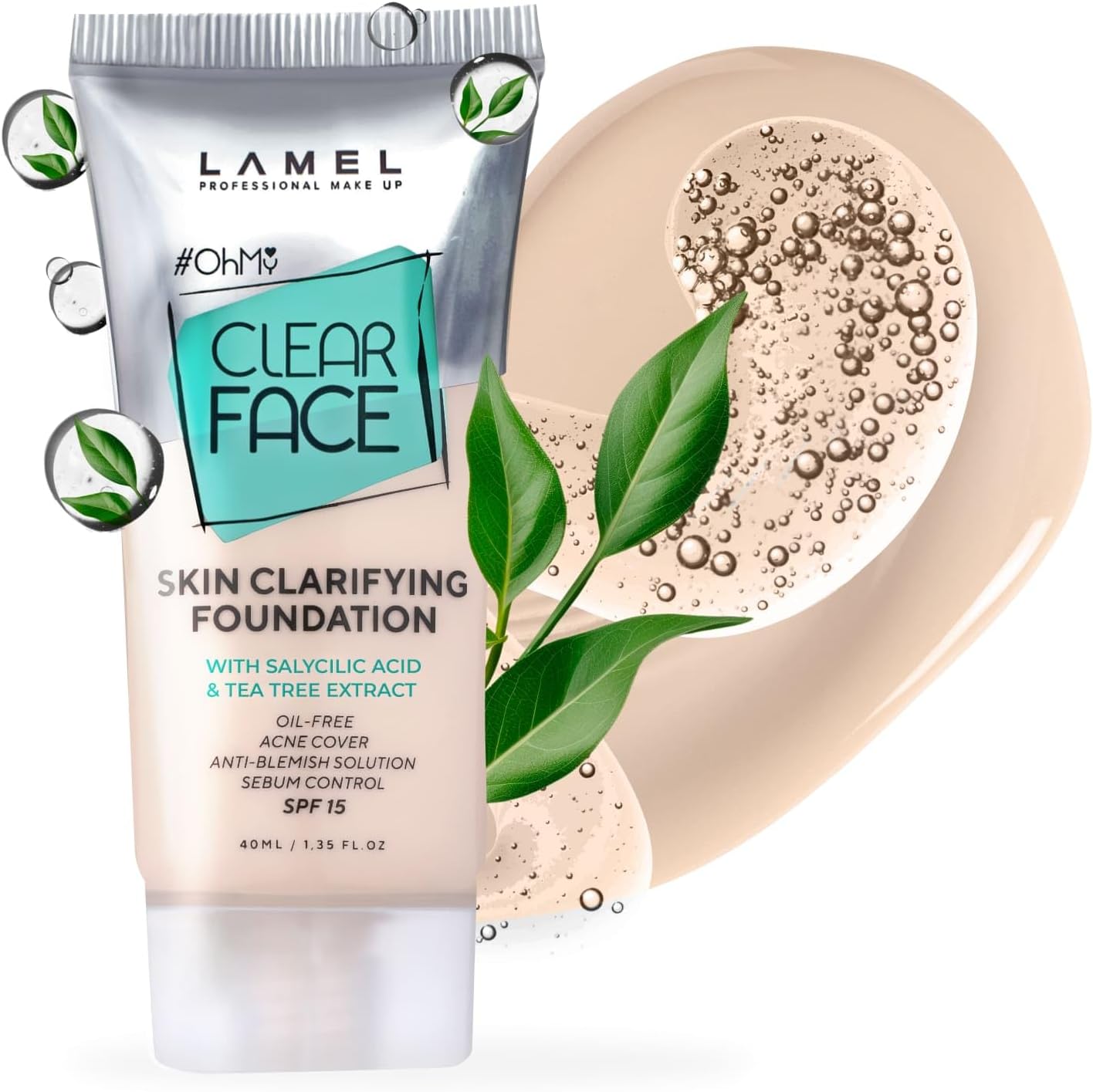 Lamel OhMy Clear Face Foundation - Moisturising for Even Skin - Light ...