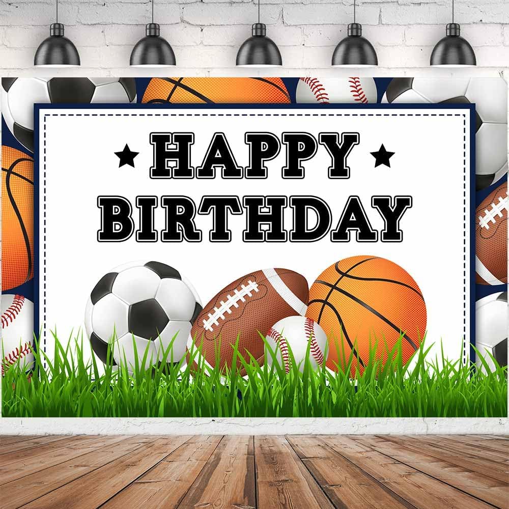 Amazon.com : 7 x 5 ft Sports Birthday Backdrop Boys Football Basketball ...