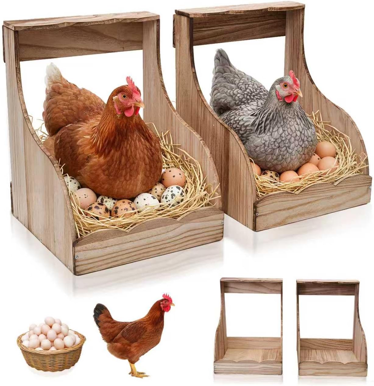 Amazon.com: 2 Pack Wooden Chicken Nesting Box for Laying Eggs, Hen ...