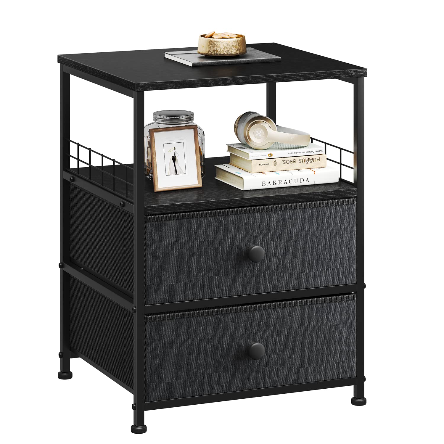 Amazon.com: EnHomee Nightstand, Bedside Table with Fabric Drawers and ...