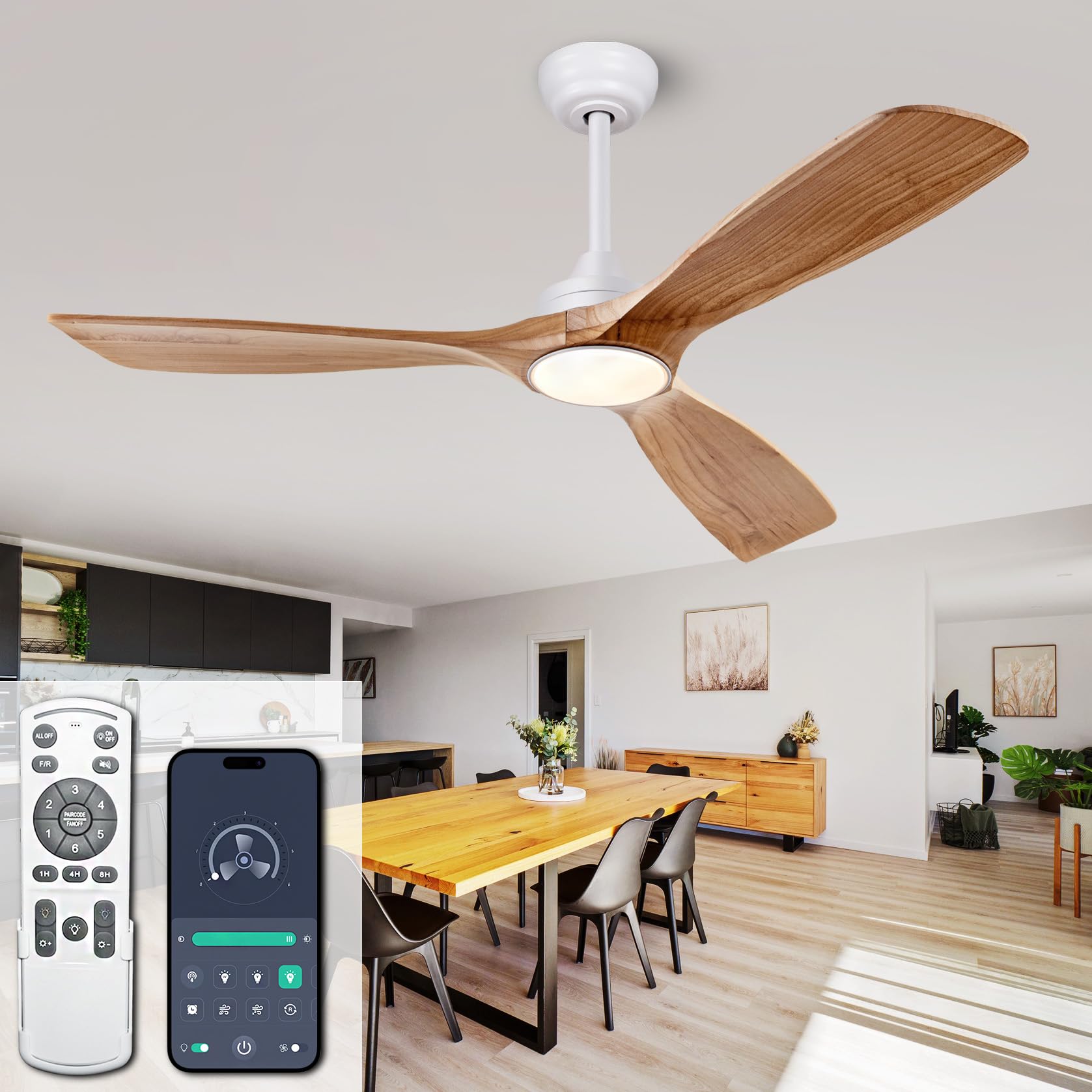 Amazon.com: Ceiling Fans with Lights, 52 Inch Ceiling Fan with Remote ...