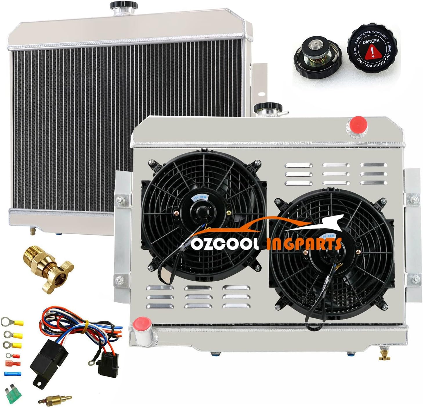 Amazon.com: OzCoolingParts Pro New Designs 3 Row Core Aluminum CU583 Radiator + 2 x 12" Fans w ...