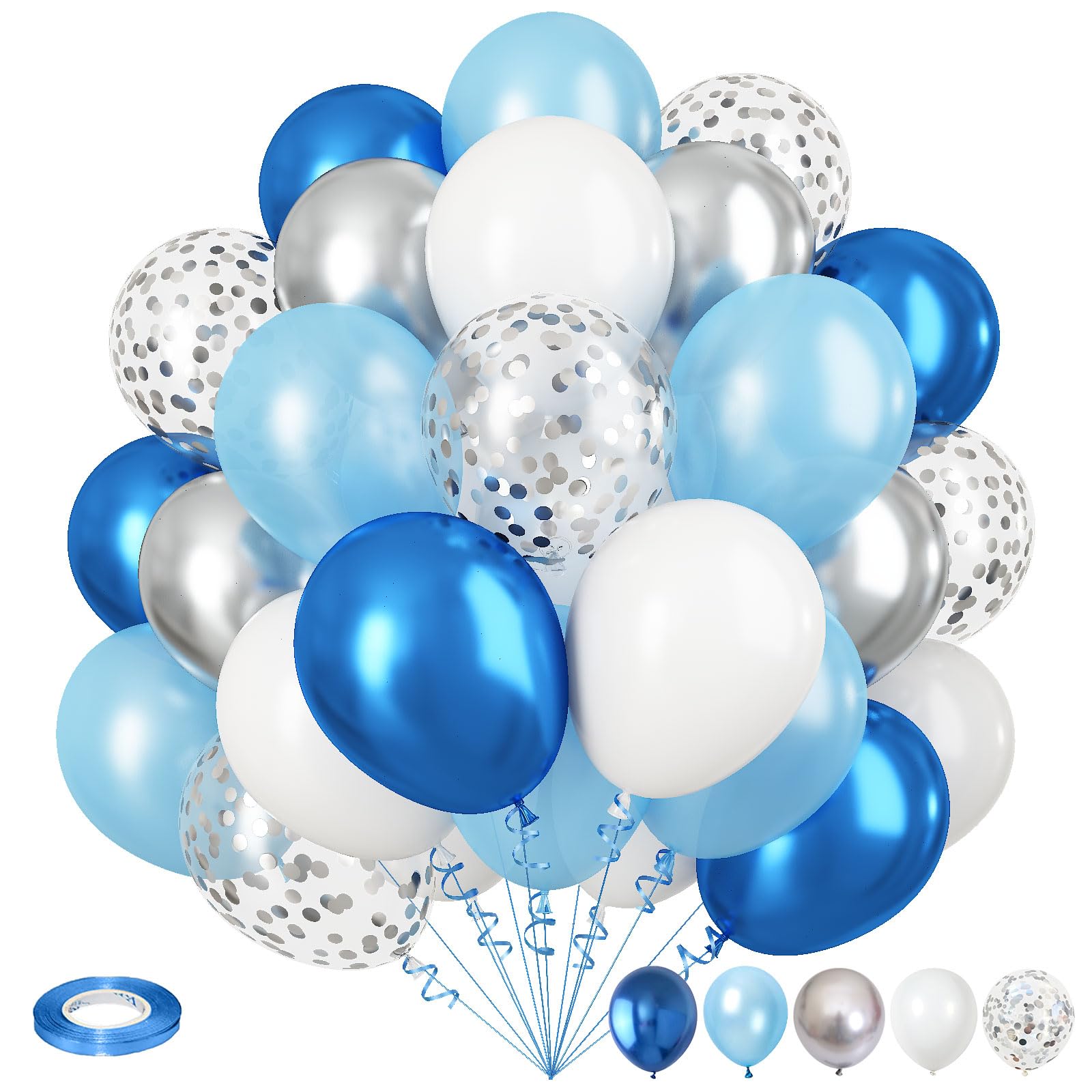 Amazon.com: Blue and Silver Balloons, 12 Inch Metallic Blue Silver ...
