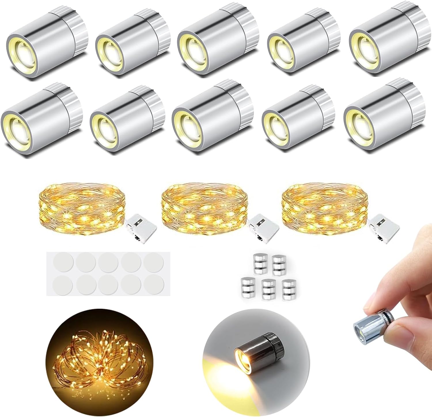 Amazon.com: LIULANZ 10 Pcs Miniature Led Lights 3 LED String Lights 15 ...