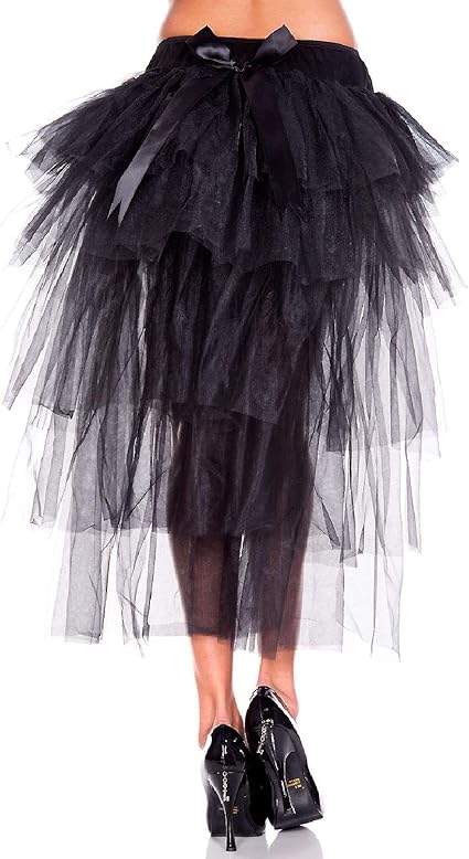 Amazon.com: MUSIC LEGS Women's Long Back Multi Layered Skirt, Black ...
