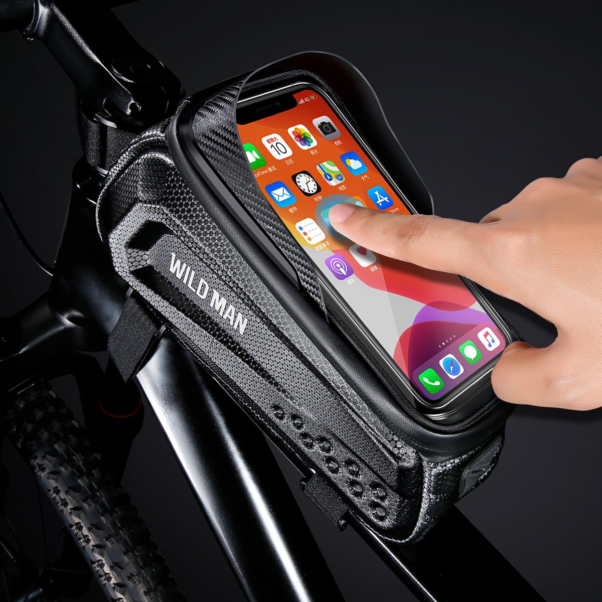 Cycling Phone Mount With Storage Waterproof Bike Frame Bag With Phone ...