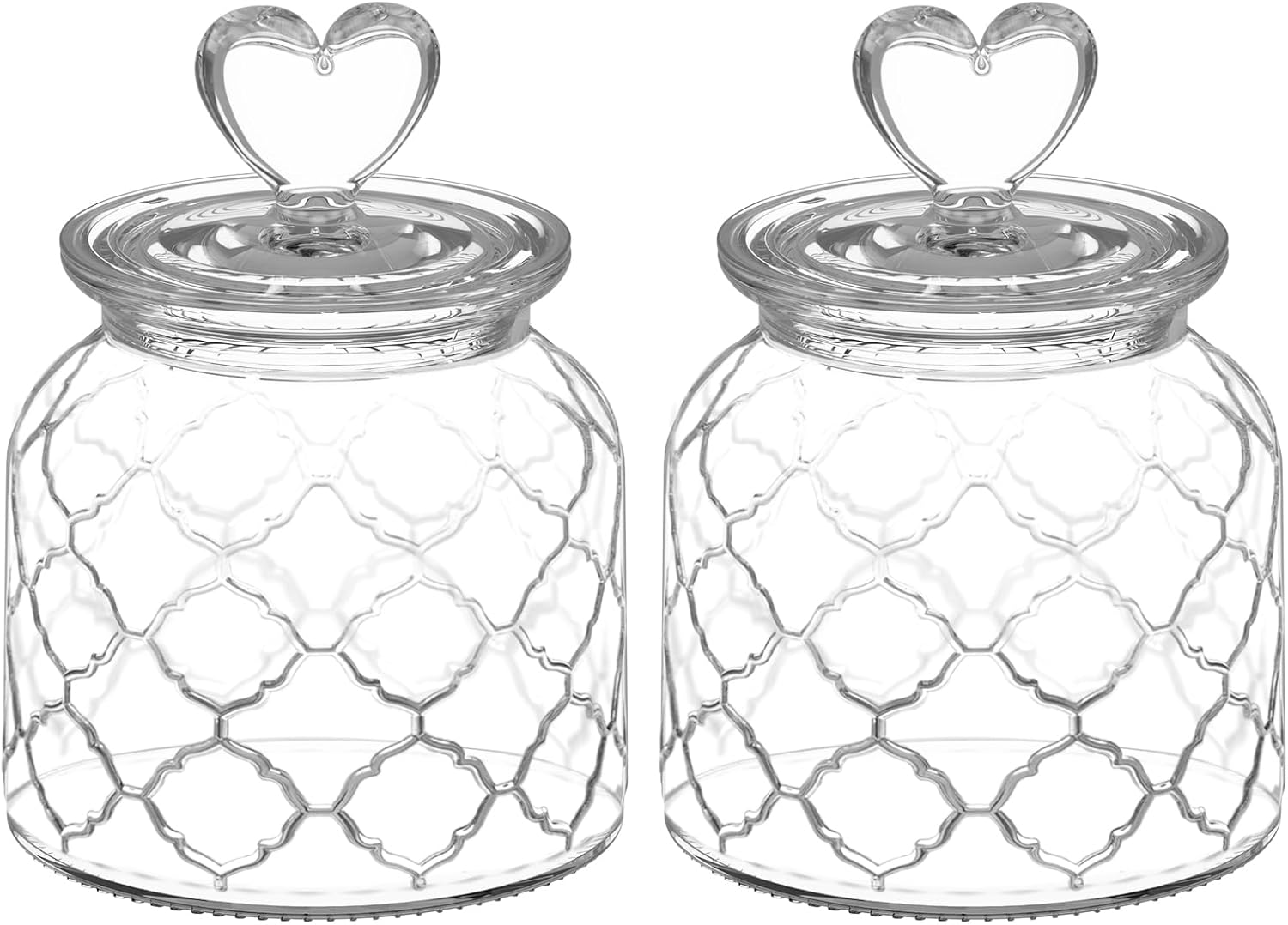 HomeyHoney Clear Glass Canister with a Cute Heart shaped Handle Lid Set ...