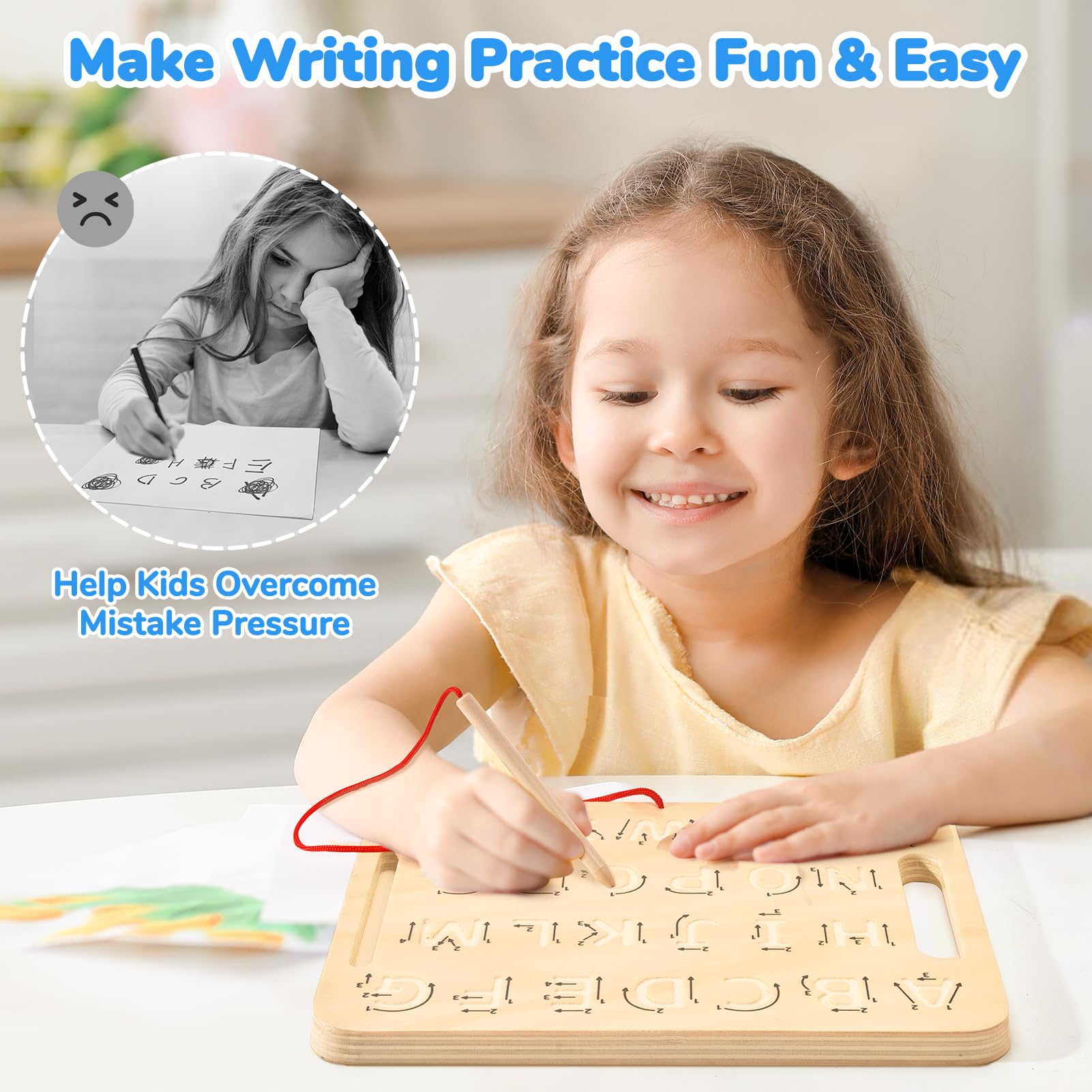 Snapklik.com : Double-Sided Wooden Letter Board, Alphabet Tracing ABC ...