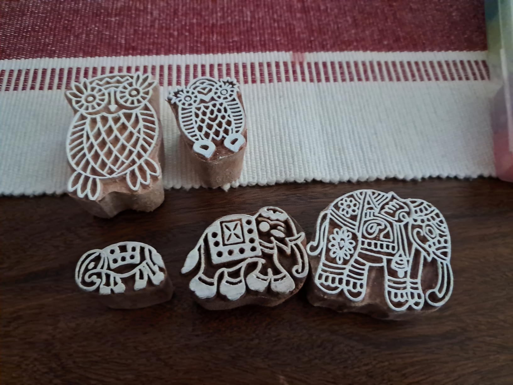 Mehndi Wooden Blocks Handcrafted Floral Design Printing Stamps (Set of ...