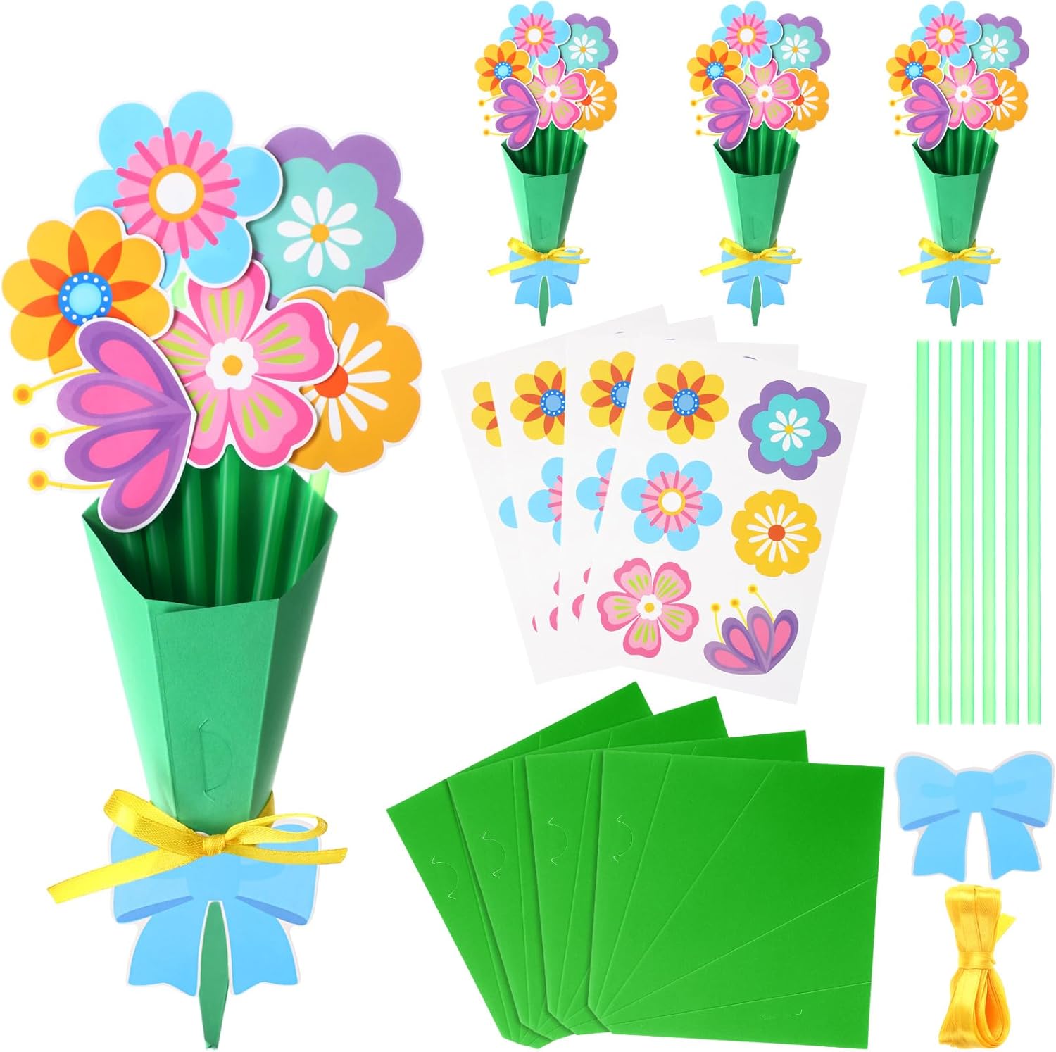 Amazon.com: Fullhawl 36 Sets Mothers Day Crafts Flower Bouquet Craft ...
