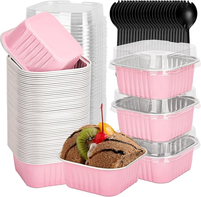Amazon.com: selizo 60 Pack 5oz Mini Disposable Cake Pans with Lids ...