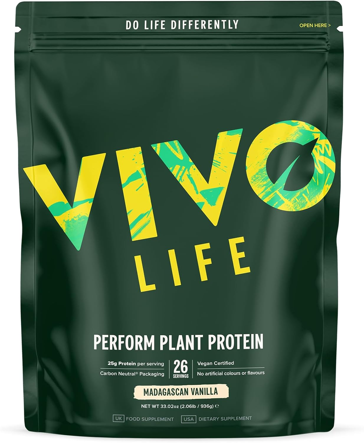 Amazon.com: Vivo life Perform Plant Protein Powder - Pea & Hemp Protein ...